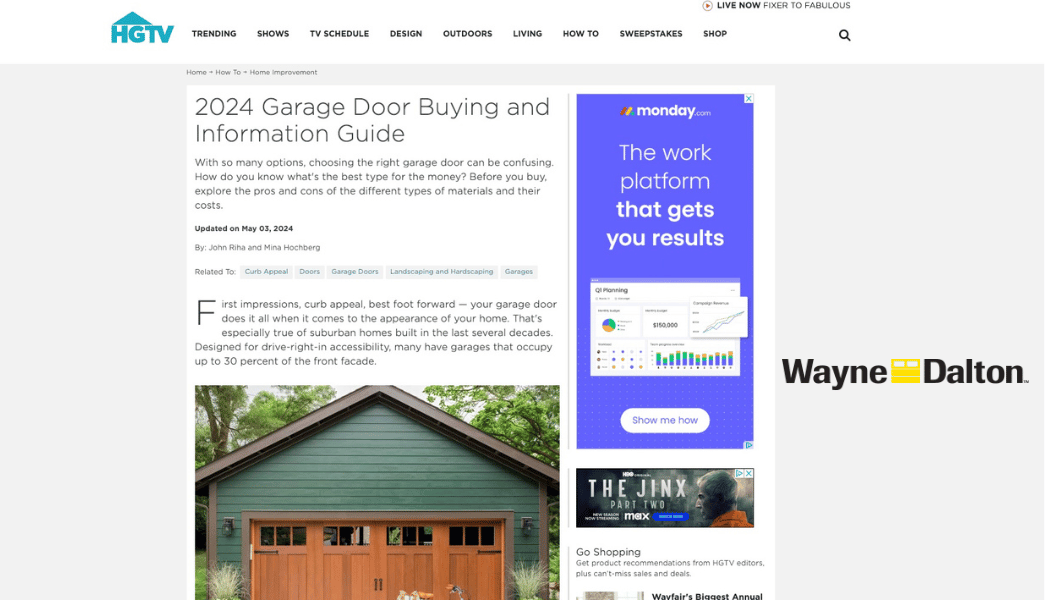 As Seen On: Wayne Dalton featured in HGTV Garage Door Buying Guide ...
